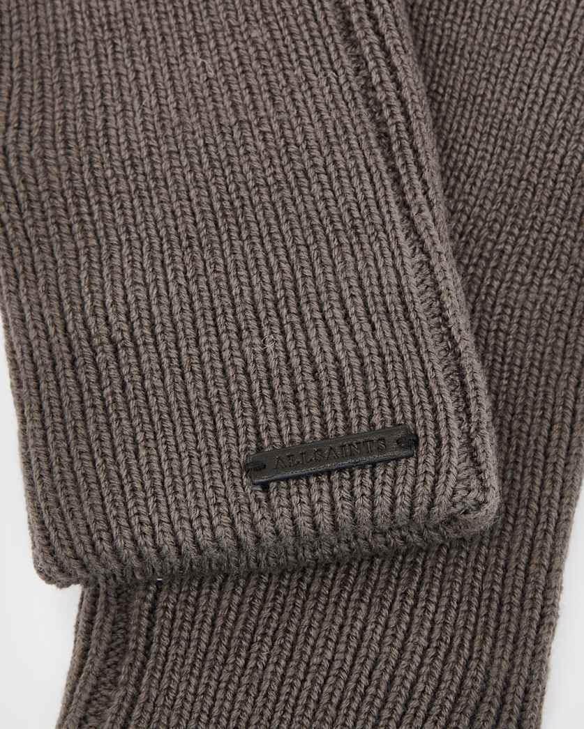 Zoya Extendable Knit Cuff Leather Gloves Charcoal Grey | ALLSAINTS US